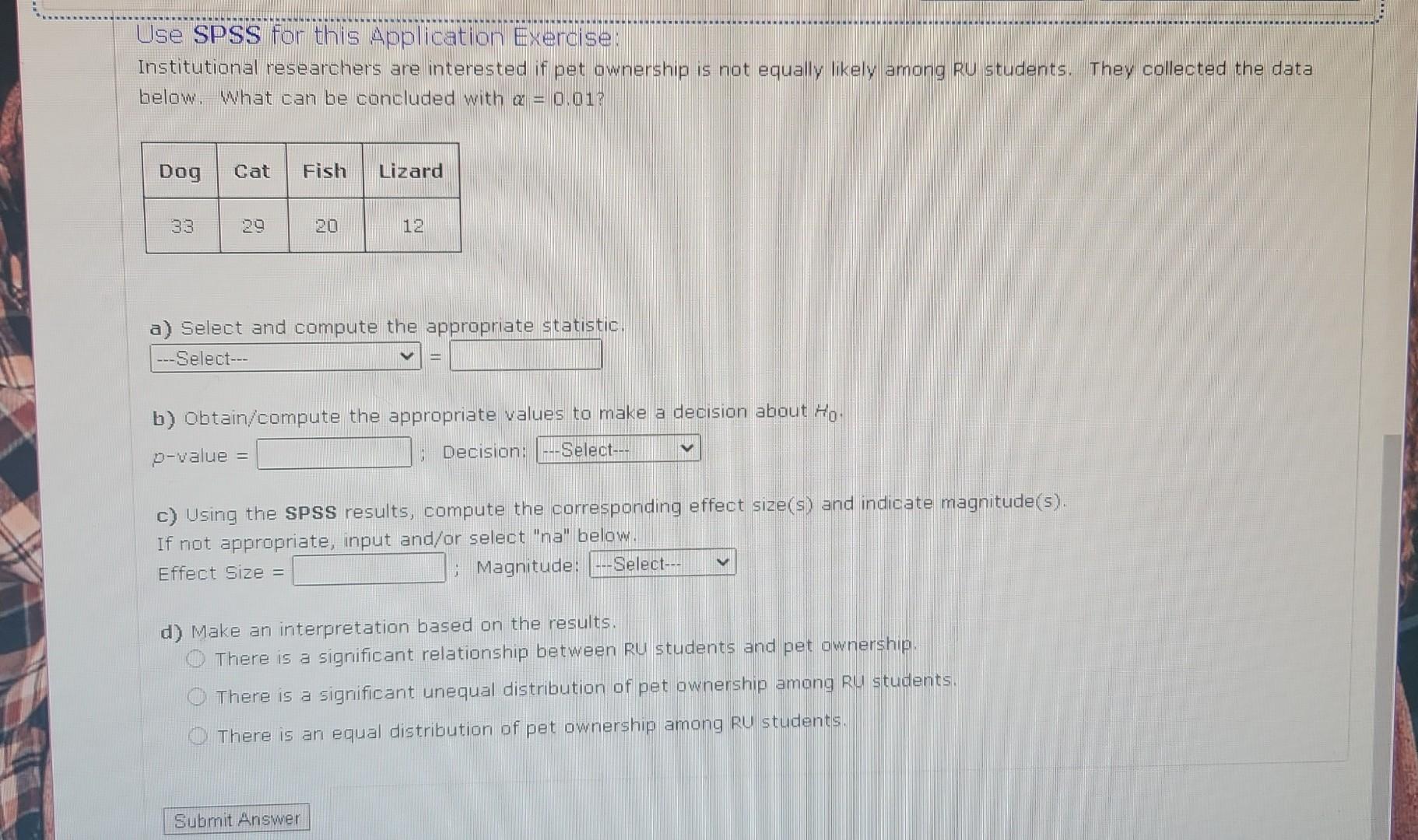 Solved Use SPSS for this Application Exercise: Institutional | Chegg.com