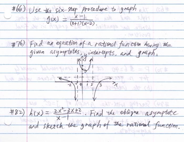 Solved \#66) Use the six-step procedure to graph. | Chegg.com
