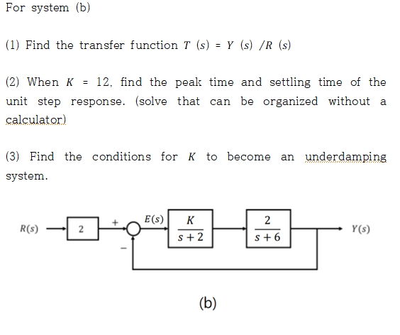 Solved For system (b)(1) ﻿Find the transfer function | Chegg.com