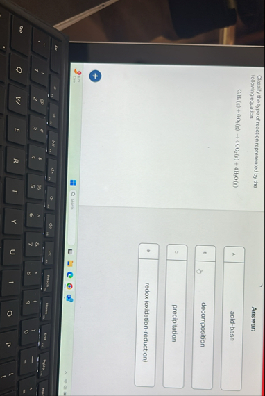 Solved Classify the type of reaction represented by the | Chegg.com