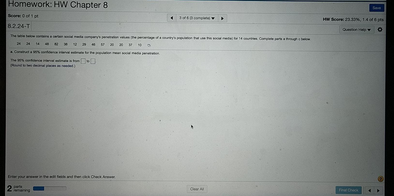 Solved Homework Hw Chapter 8 Save Score 0 Of 1 Pt 3 Of 6