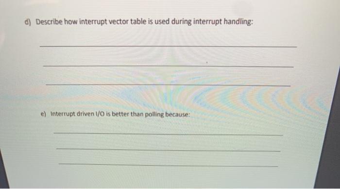 Solved D Describe How Interrupt Vector Table Is Used During 