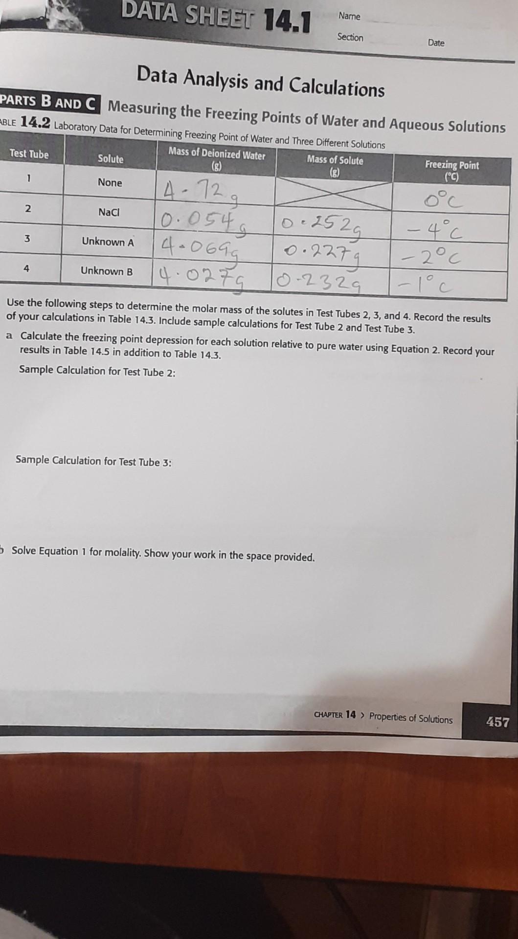 Solved DATA SHEET 14.1 Name Section Date Data Analysis and | Chegg.com