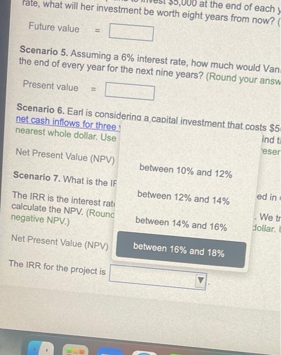 Solved Solve various time value of money scenarios. Next | Chegg.com