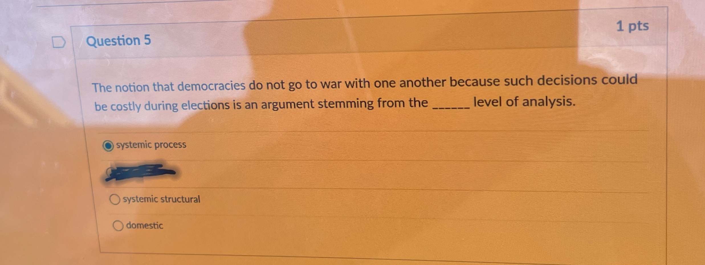 Solved Question 51 ﻿ptsThe notion that democracies do not go | Chegg.com