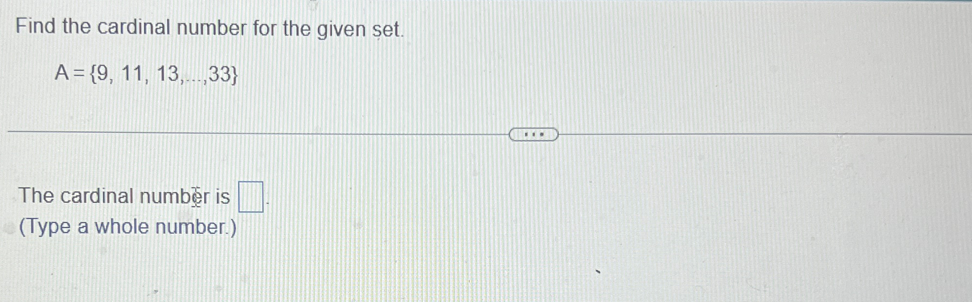 Solved Find the cardinal number for the given | Chegg.com