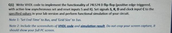 Q1) Write VHDL code to implement the functionality of | Chegg.com