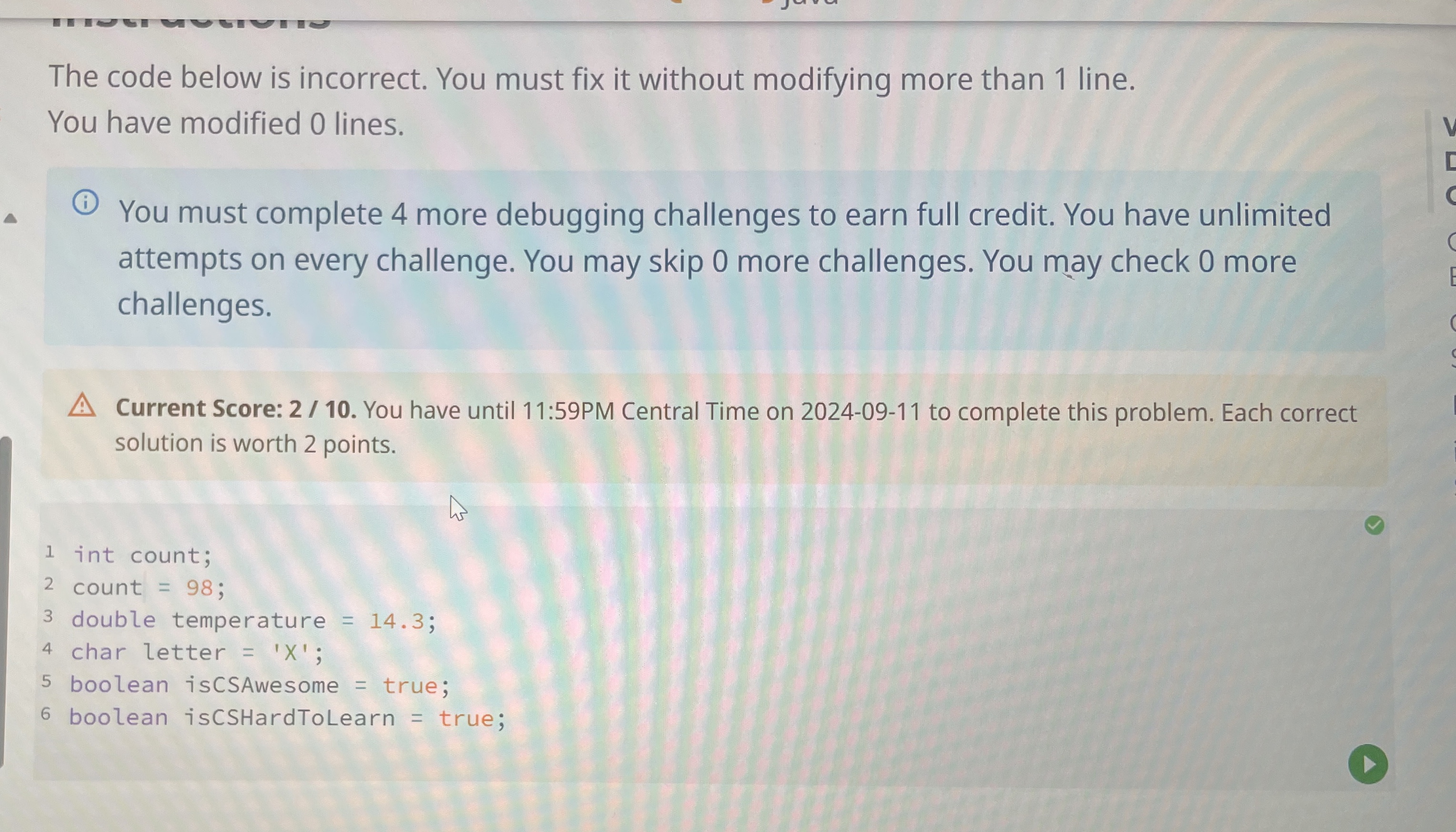 Solved The code below is incorrect. You must fix it without | Chegg.com