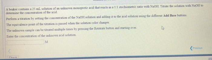 A beaker contains a 25 mL solution of an unknown | Chegg.com