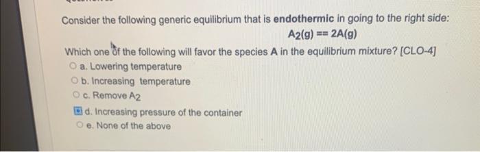 Solved Consider the following generic equilibrium that is | Chegg.com