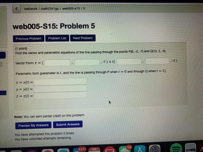 Solved webwork / math2241gc / web005-815/5 web005-S15: | Chegg.com