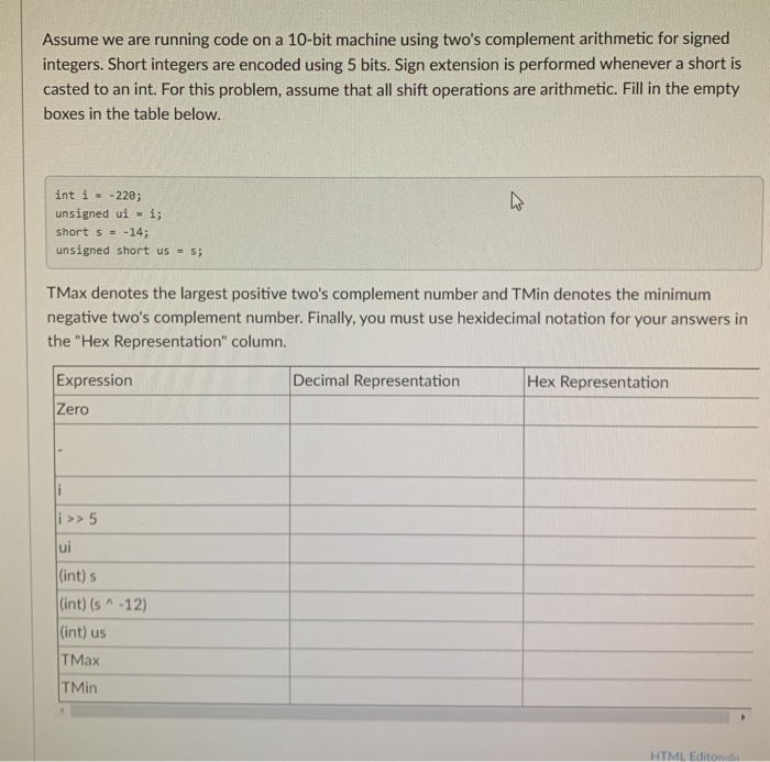 Solved Assume we are running code on a 10-bit machine using | Chegg.com