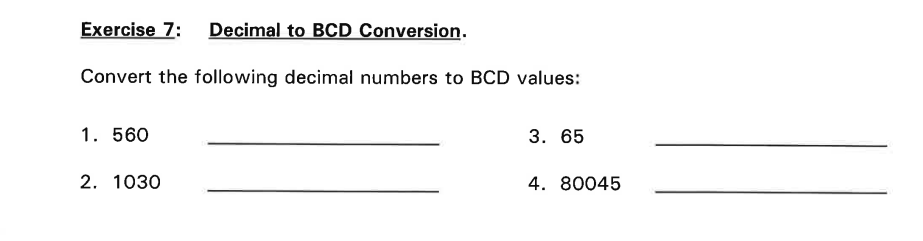 Solved Exercise 7: Decimal to BCD Conversion.Convert the | Chegg.com