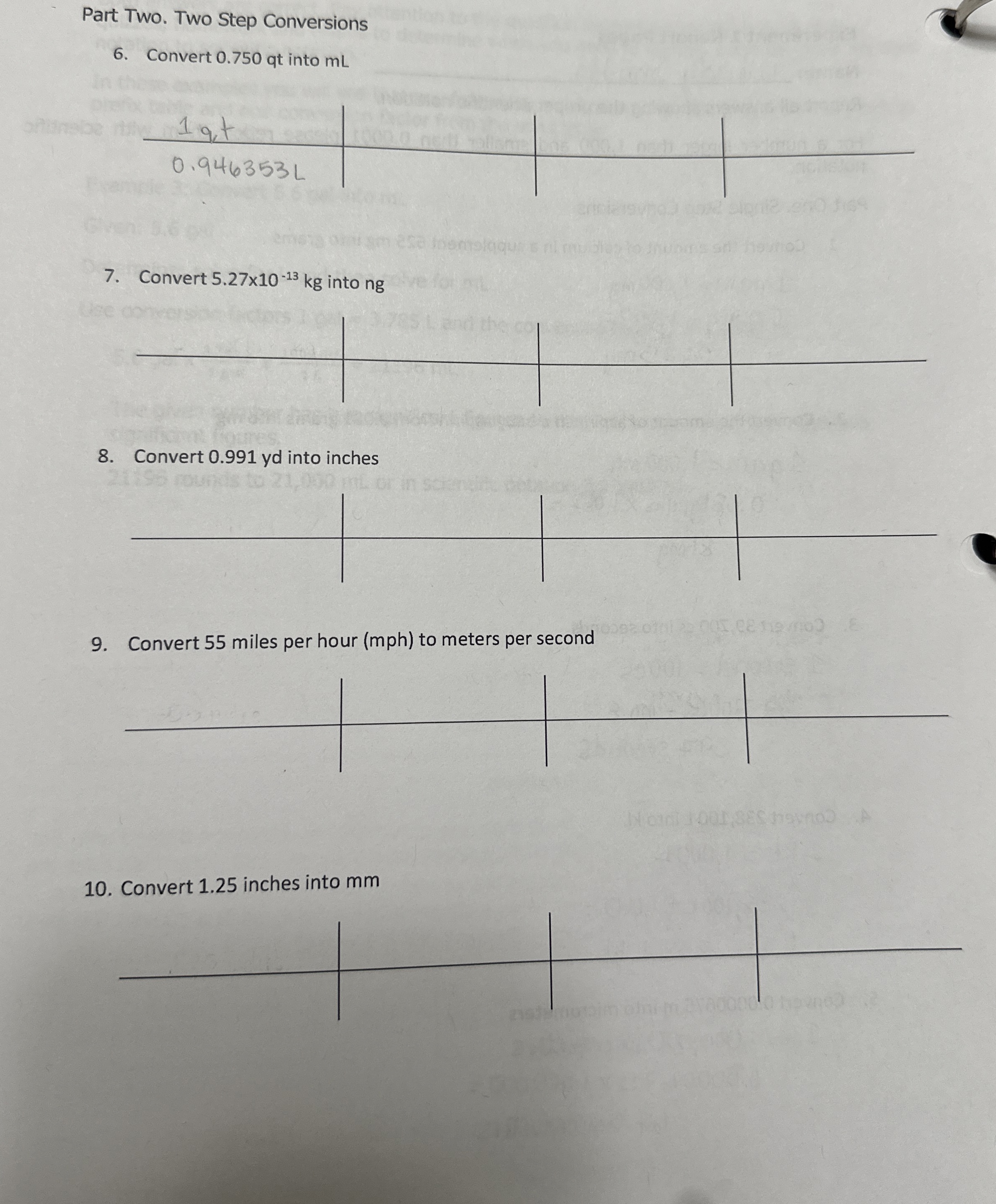 Solved Part Two. Two Step Conversions6. ﻿Convert 0.750 ﻿qt | Chegg.com