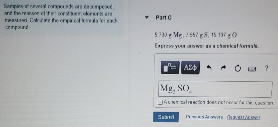 Solved Samples of several compounds are decomposed, and the | Chegg.com