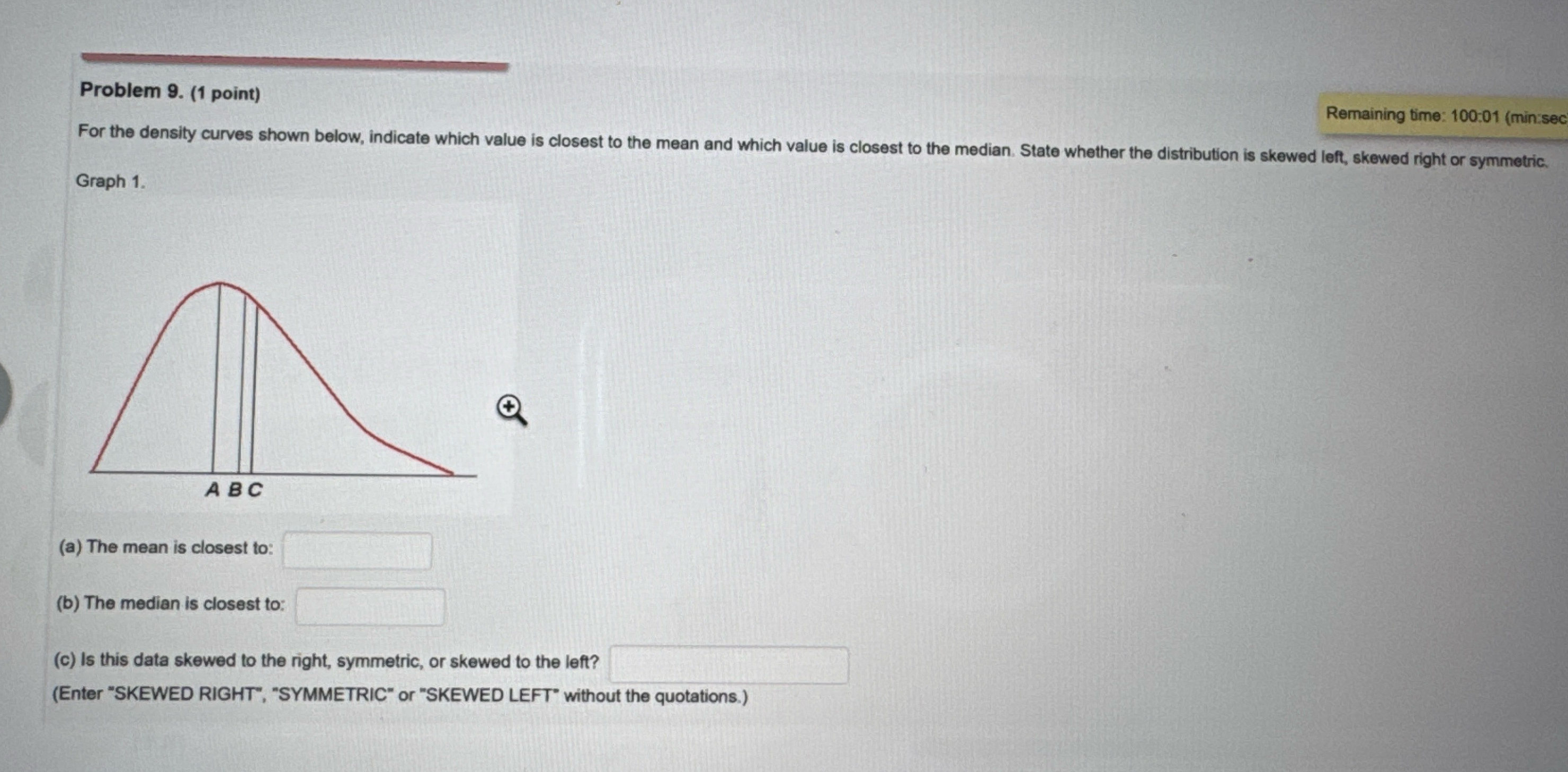 Solved Problem 9. (1 ﻿point)Remaining time: | Chegg.com