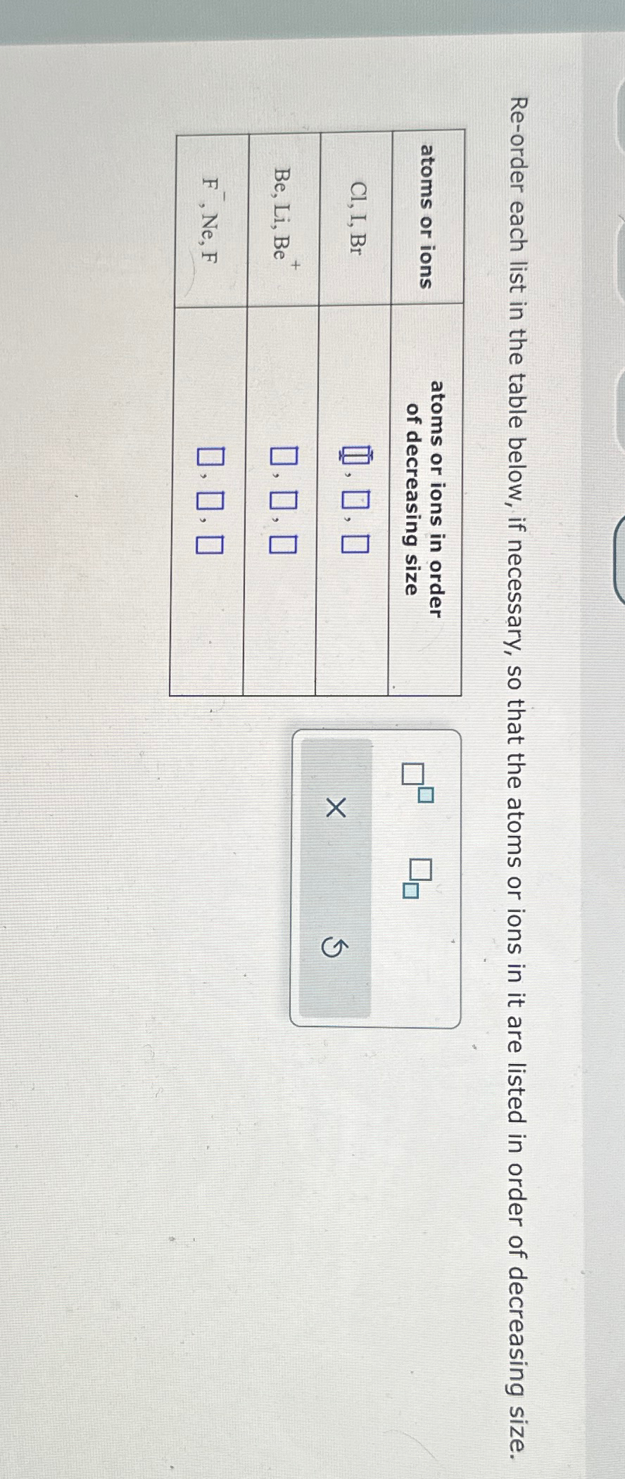 Solved Re-order each list in the table below, if necessary, | Chegg.com