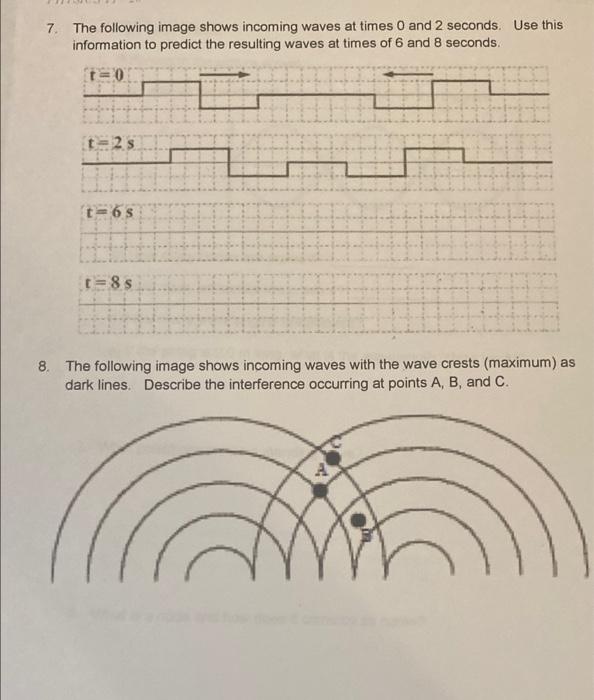 Solved 7. The following image shows incoming waves at times | Chegg.com