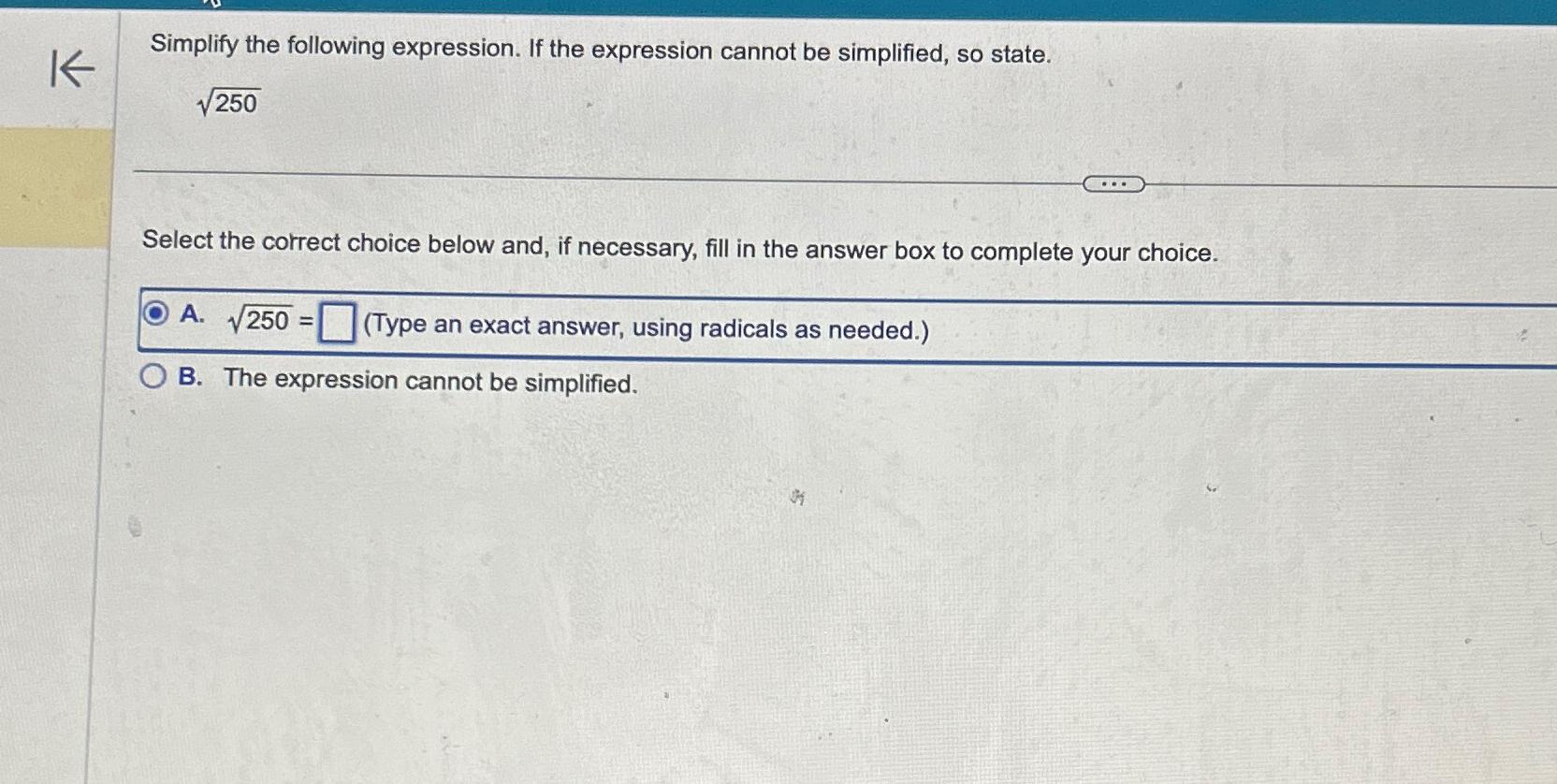 Solved Simplify the following expression. If the expression | Chegg.com