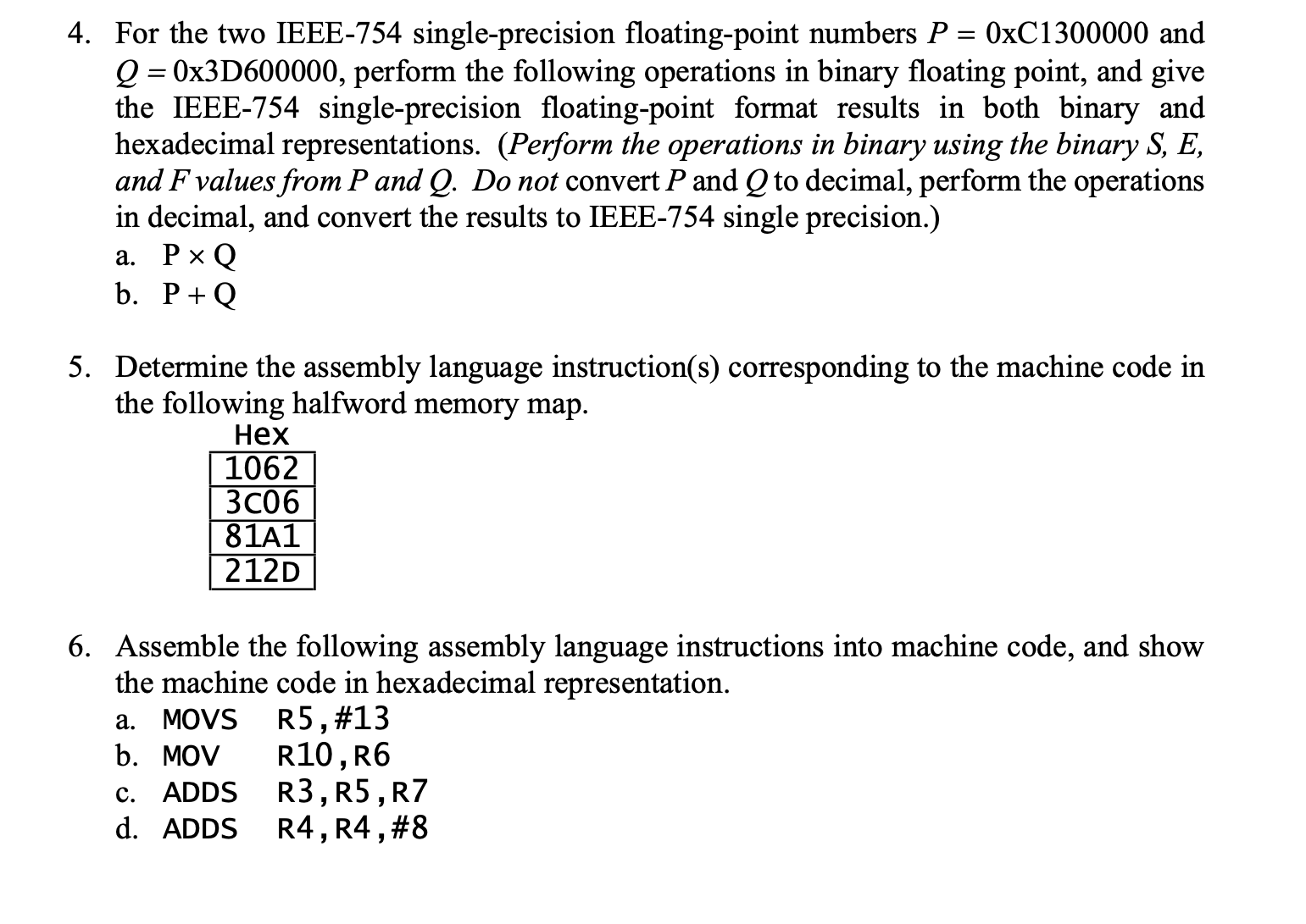 Solved b. \( ﻿P+Q \)5. ﻿Determine the assembly language | Chegg.com