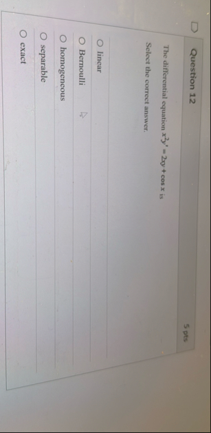 Solved Question 125 ﻿ptsThe differential equation | Chegg.com