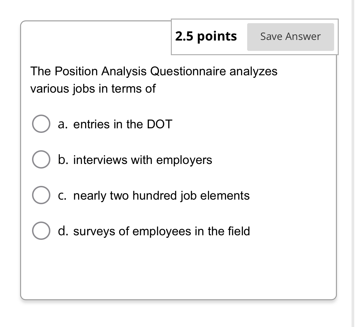Solved 2.5 ﻿pointsThe Position Analysis Questionnaire | Chegg.com