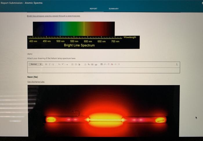 ad Report Submission - Atomic Spectra REPORT SUMMARY | Chegg.com