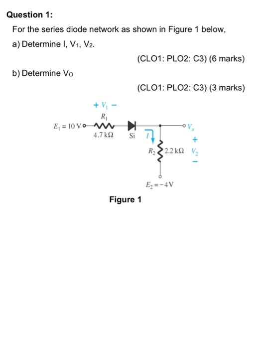 Solved Question 1: For the series diode network as shown in | Chegg.com