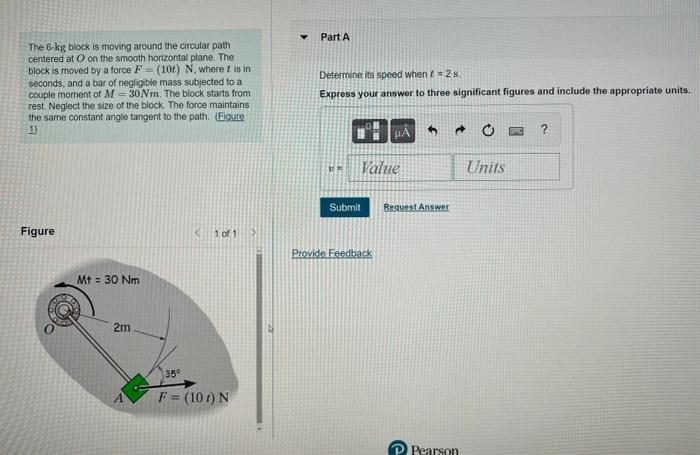 The 6-kg block is moving around the circular path | Chegg.com