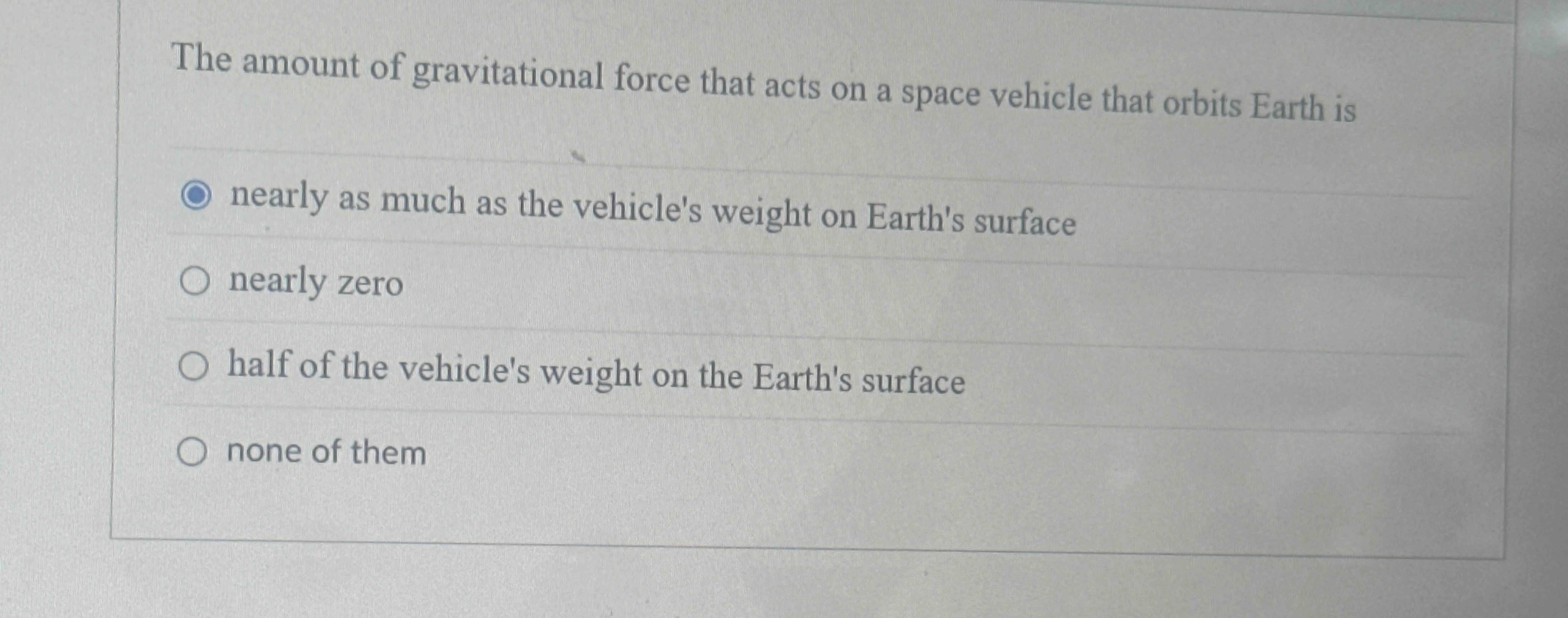 Solved The amount of gravitational force that acts on a | Chegg.com