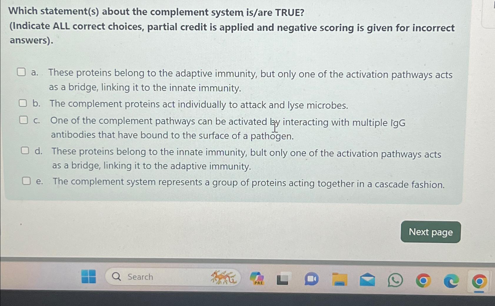 Solved Which statement(s) ﻿about the complement system | Chegg.com