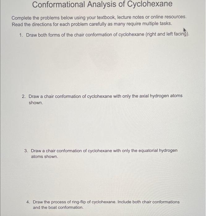 Solved Conformational Analysis of Cyclohexane Complete the | Chegg.com