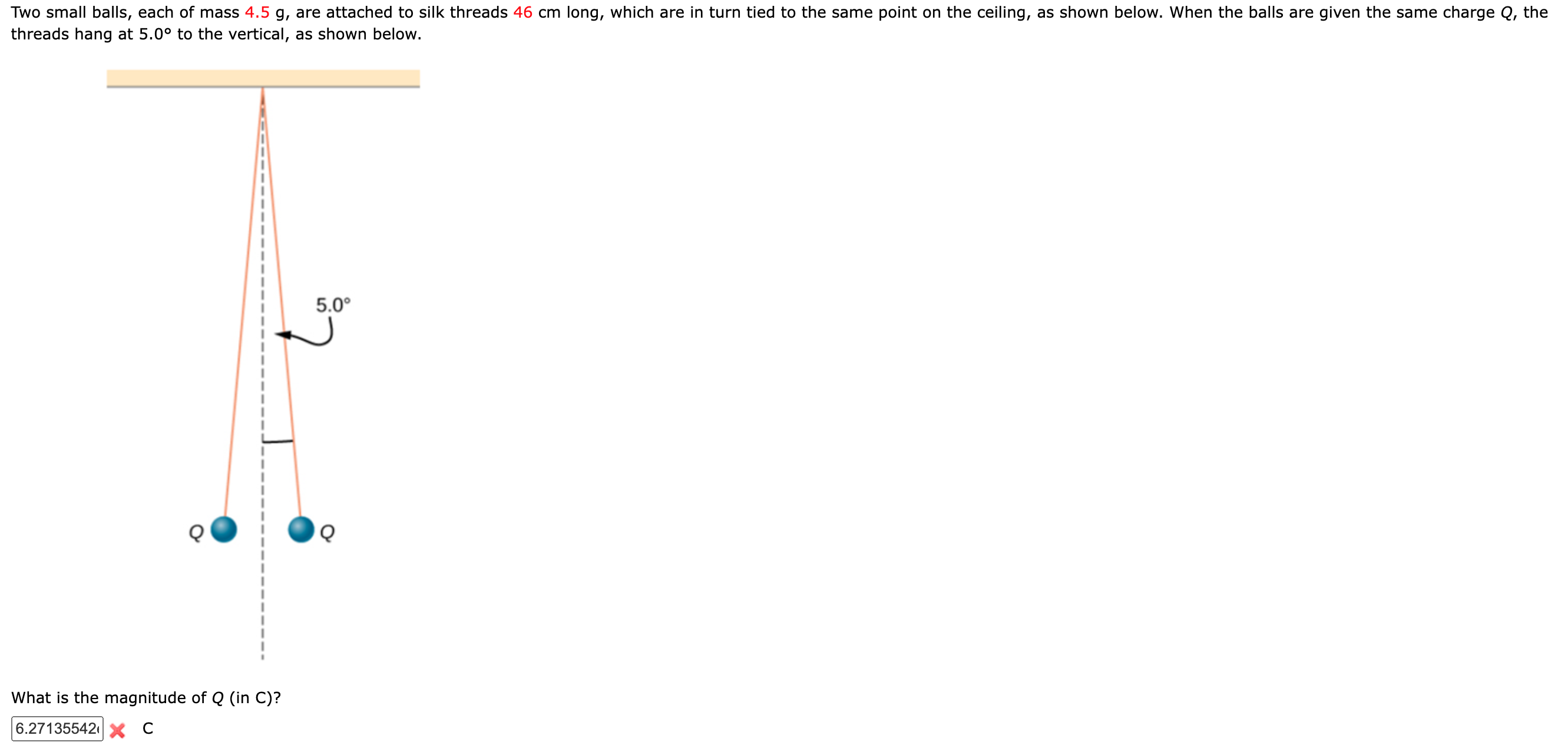 Solved Two small balls, each of mass 4.5 ﻿g, ﻿are attached | Chegg.com