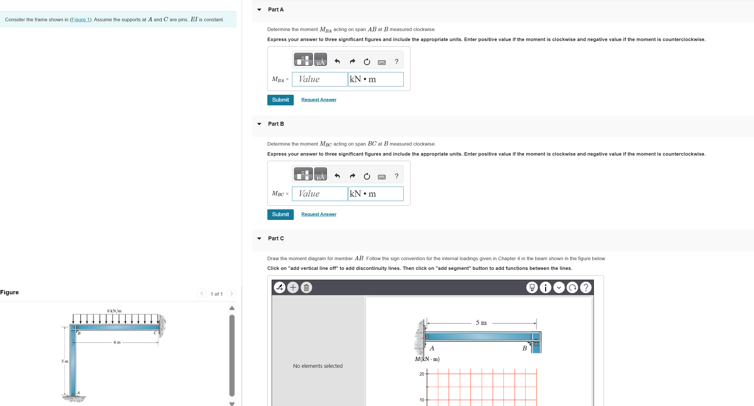 Solved Determine the moment \( ﻿M_{B A} \) ﻿acting on span | Chegg.com