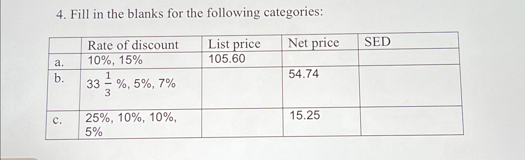 Solved Fill in the blanks for the following | Chegg.com