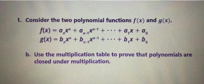 Solved 2. Let's think about polynomials and closure in terms | Chegg.com
