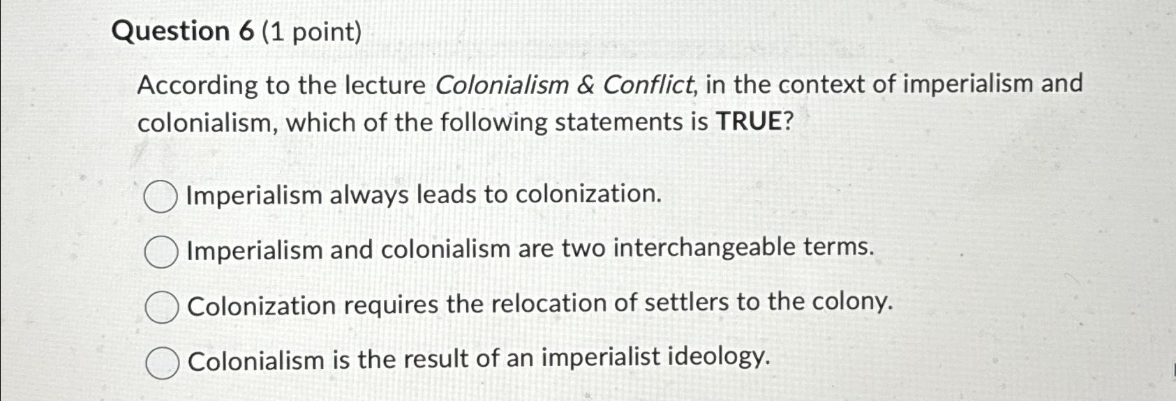 Solved Question 6 (1 ﻿point)According to the lecture | Chegg.com