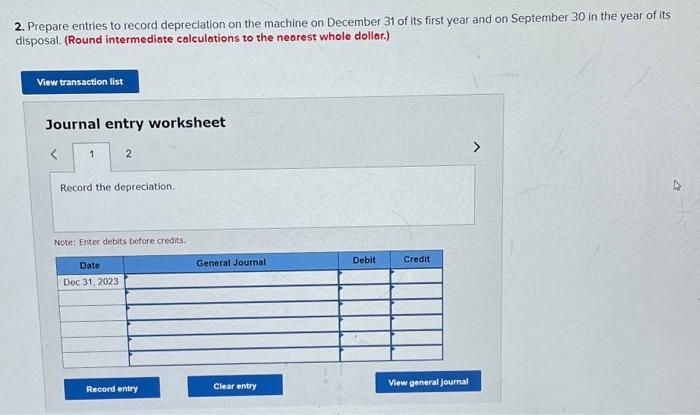 Solved 2. Prepare entries to record depreciation on the | Chegg.com