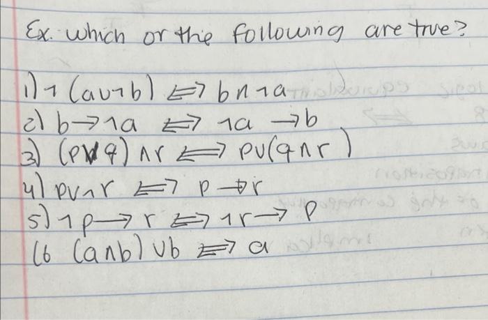 Solved Ex. which or the following are true? 1) 1(a∪+b)⇔bn1a | Chegg.com