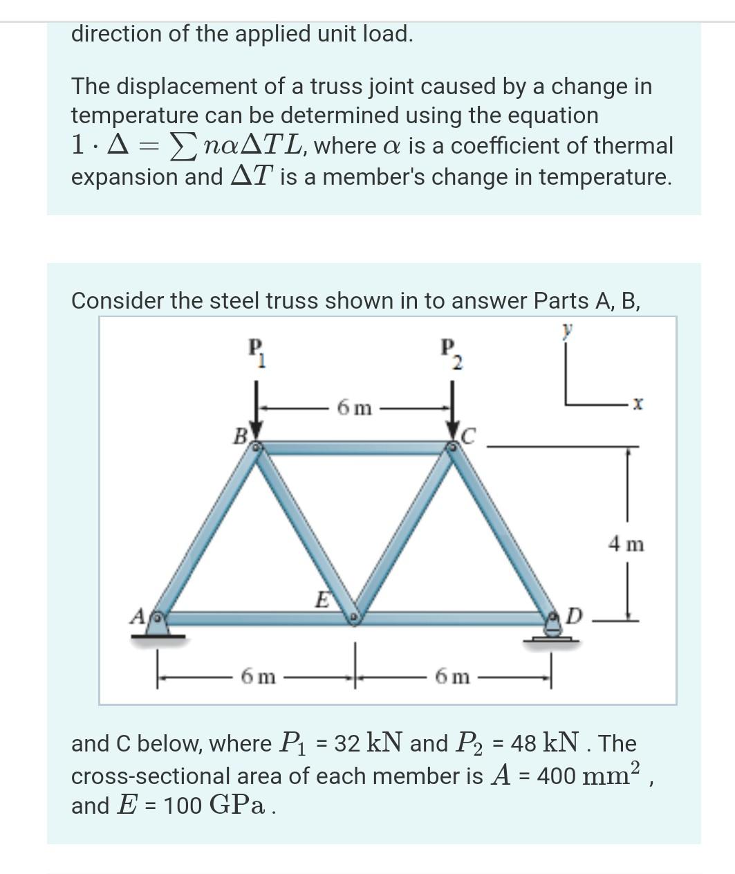 Solved direction of the applied unit load. The displacement | Chegg.com