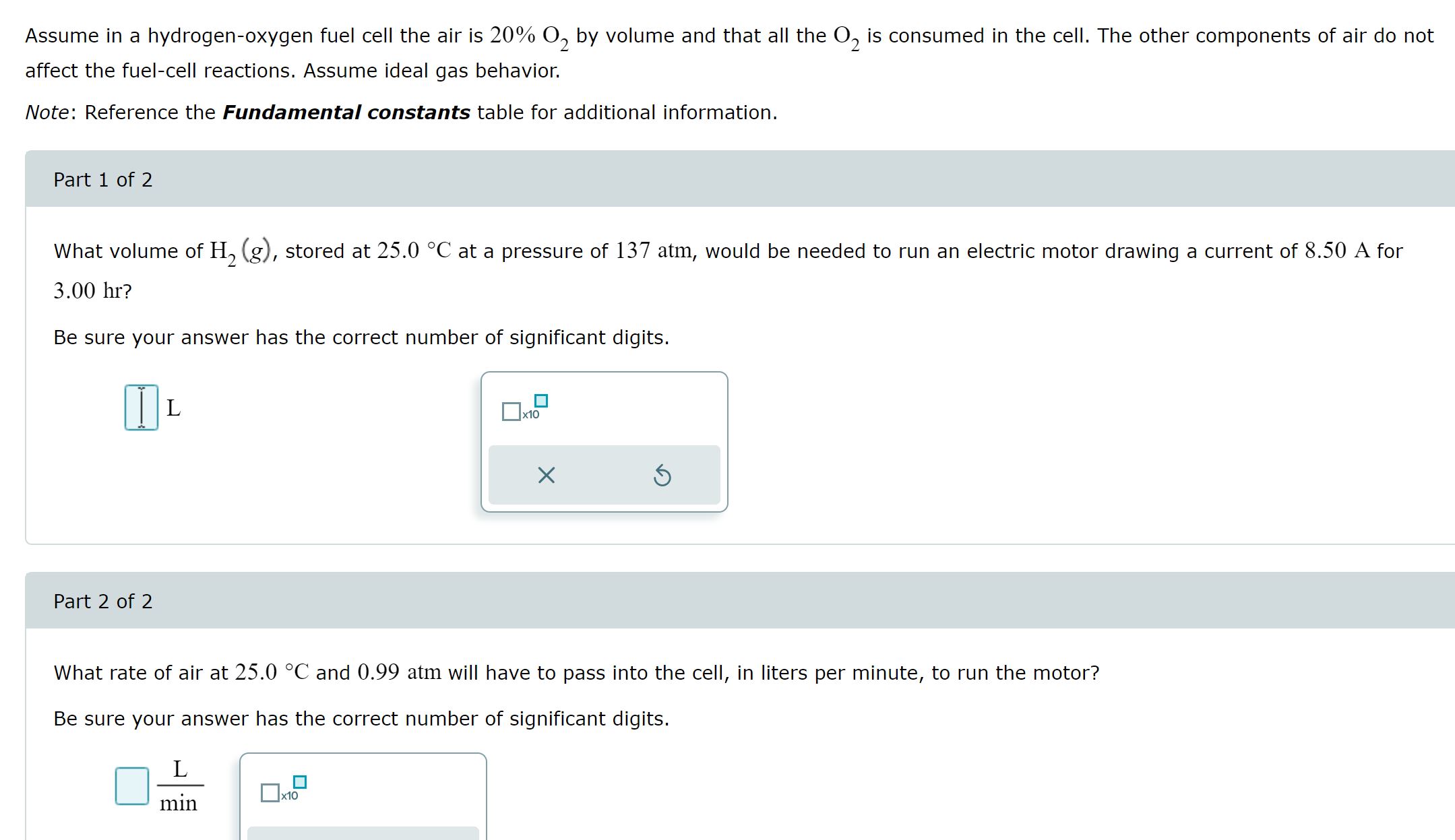 Solved Assume in a hydrogen-oxygen fuel cell the air is | Chegg.com