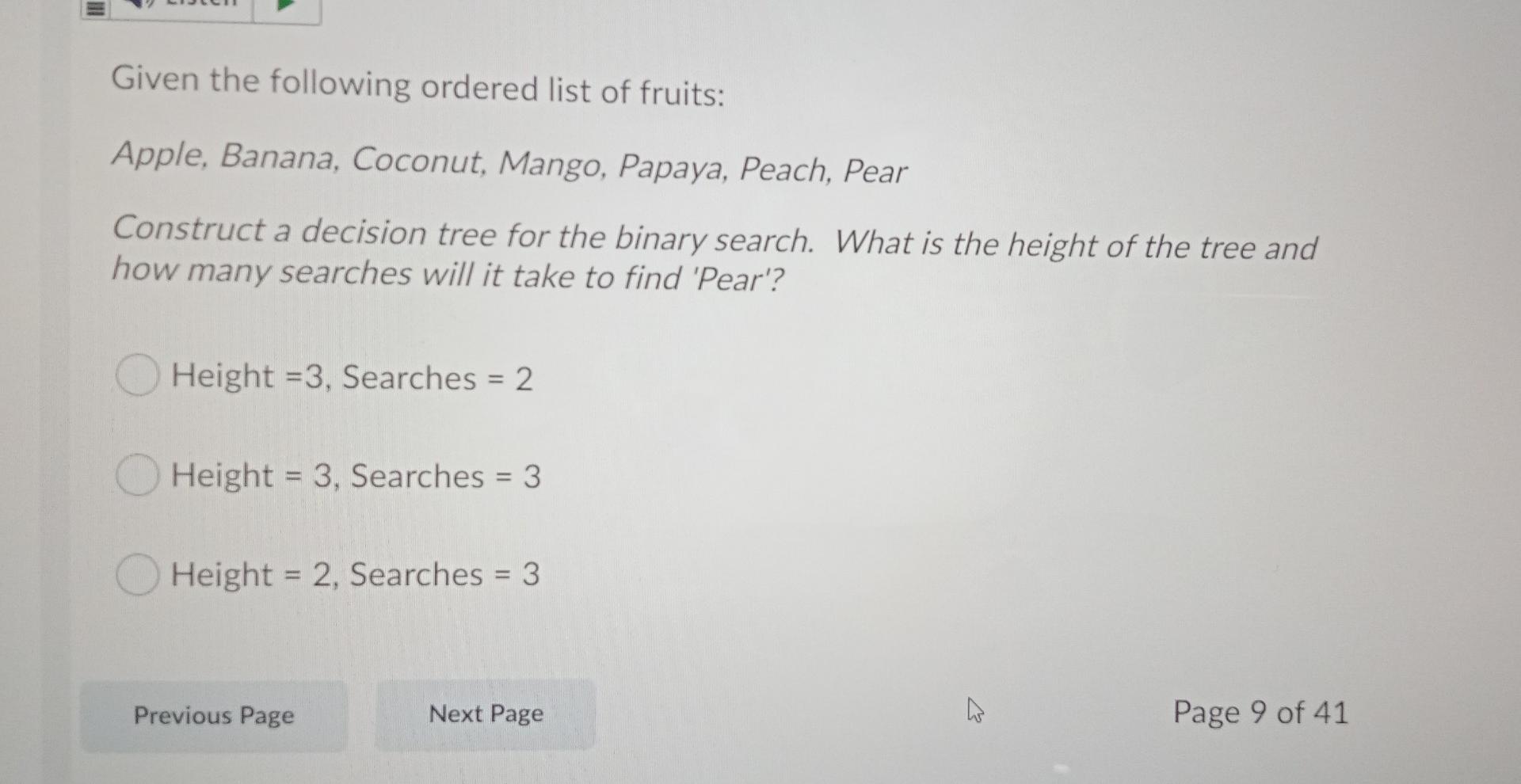 Solved IN Given the following ordered list of fruits: Apple, | Chegg.com
