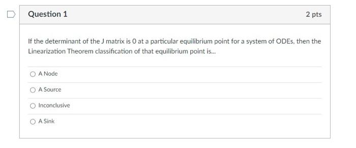 Solved If the determinant of the J matrix is 0 at a | Chegg.com