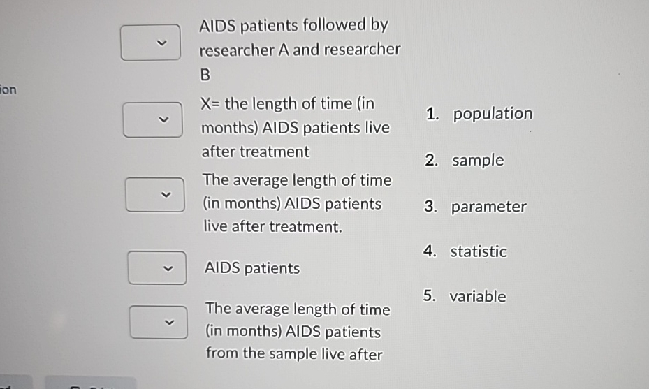 Solved AIDS patients followed by researcher A and researcher | Chegg.com