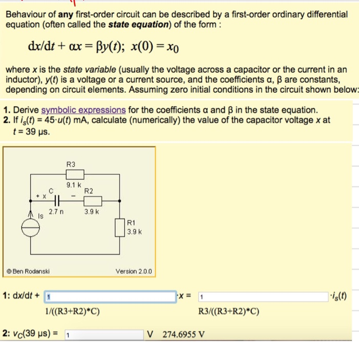 Solved Behaviour of any first-order circuit can be described | Chegg.com