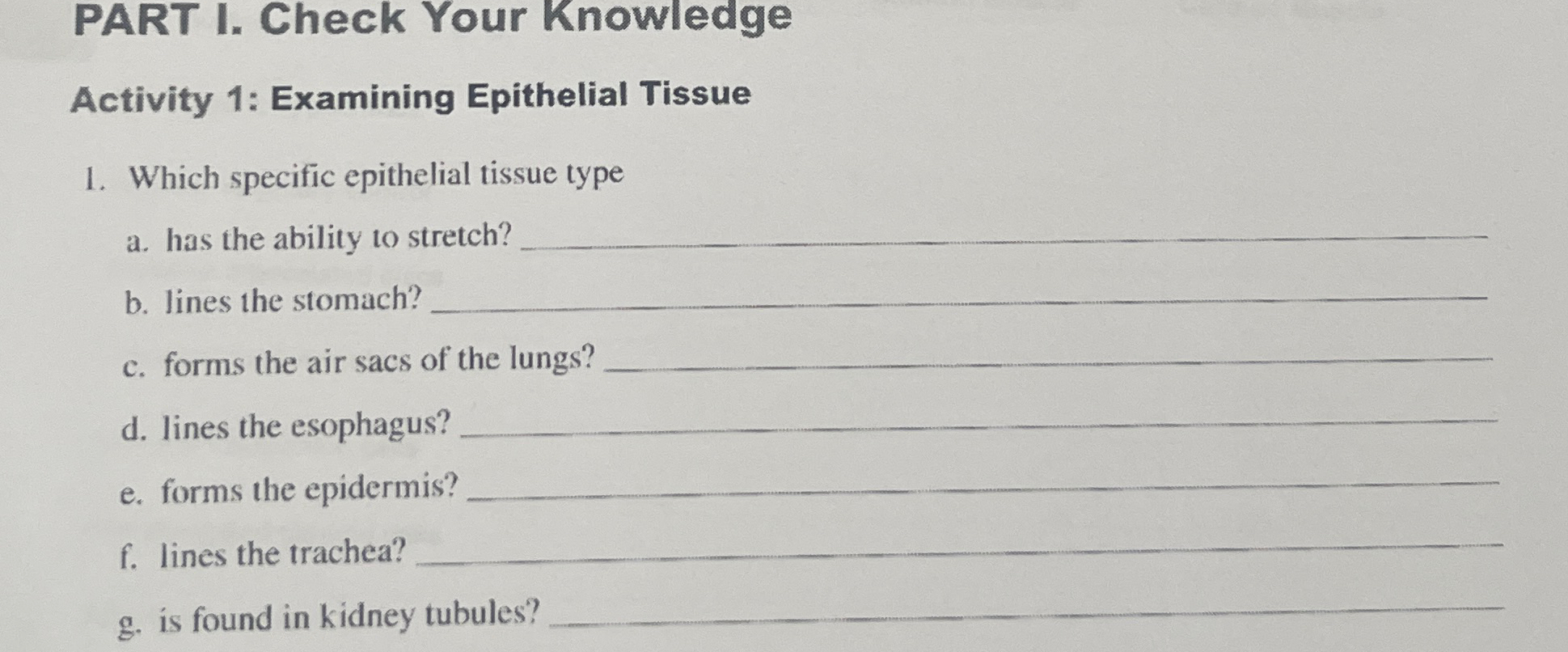 Solved PART I. Check Your KnowledgeActivity 1: Examining | Chegg.com