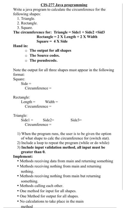 Solved CIS-277 Java programming Write a java program to | Chegg.com