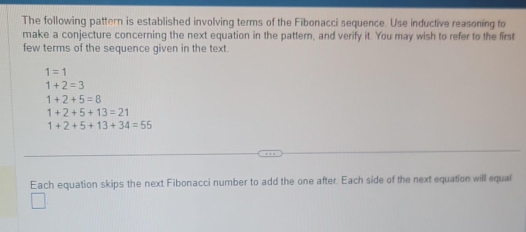 Solved The following pattern is established involving terms | Chegg.com