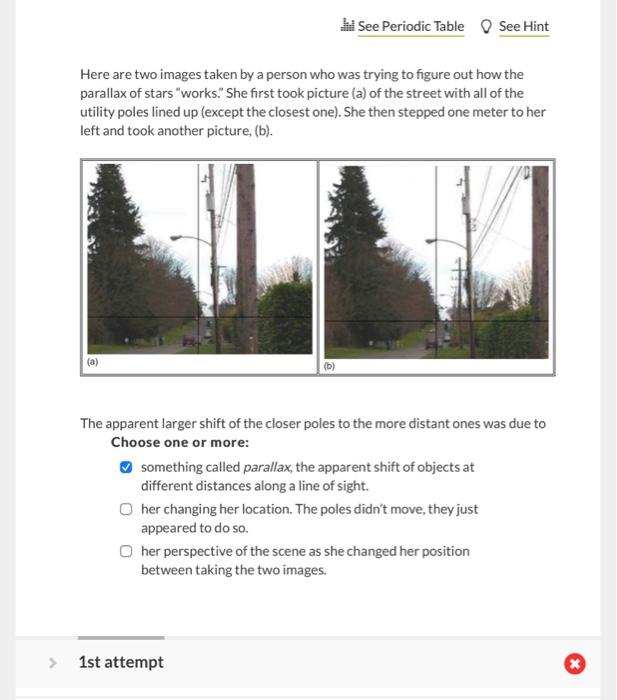 Solved You can notice the parallax effect by holding a thumb | Chegg.com