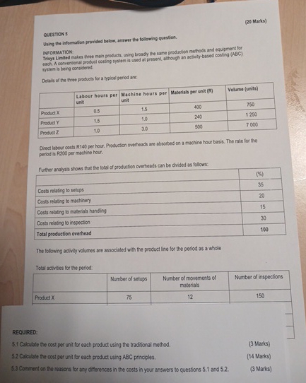 Solved (20) ﻿Marks)cutsMoN 5Using the infermation provided | Chegg.com